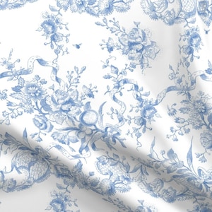 Blue Sheets - Blueberry Toile by Lilyoake - Toile Fruit Roses Bee ...