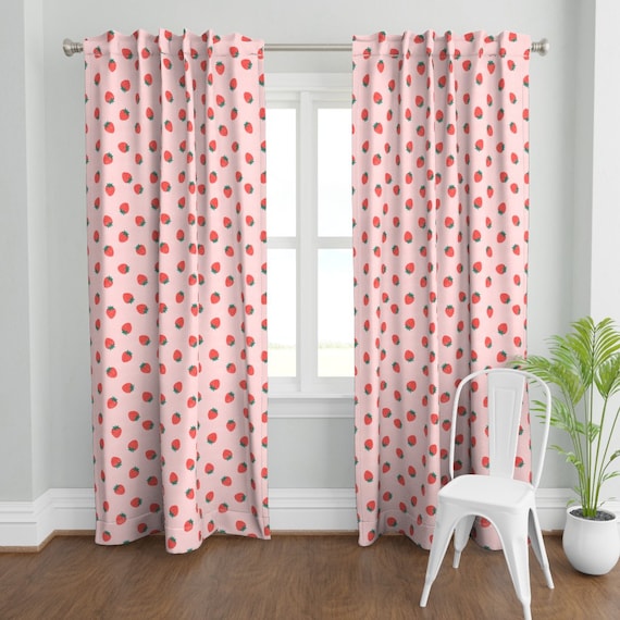 Summer Strawberries Curtain Panel Strawberries by Kimsa - Etsy