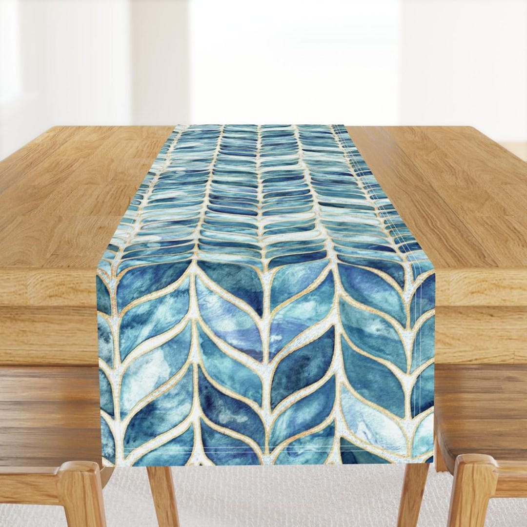 Watercolor Mosaic Table Runner - Watercolor Whale Tail by Tigatiga ...