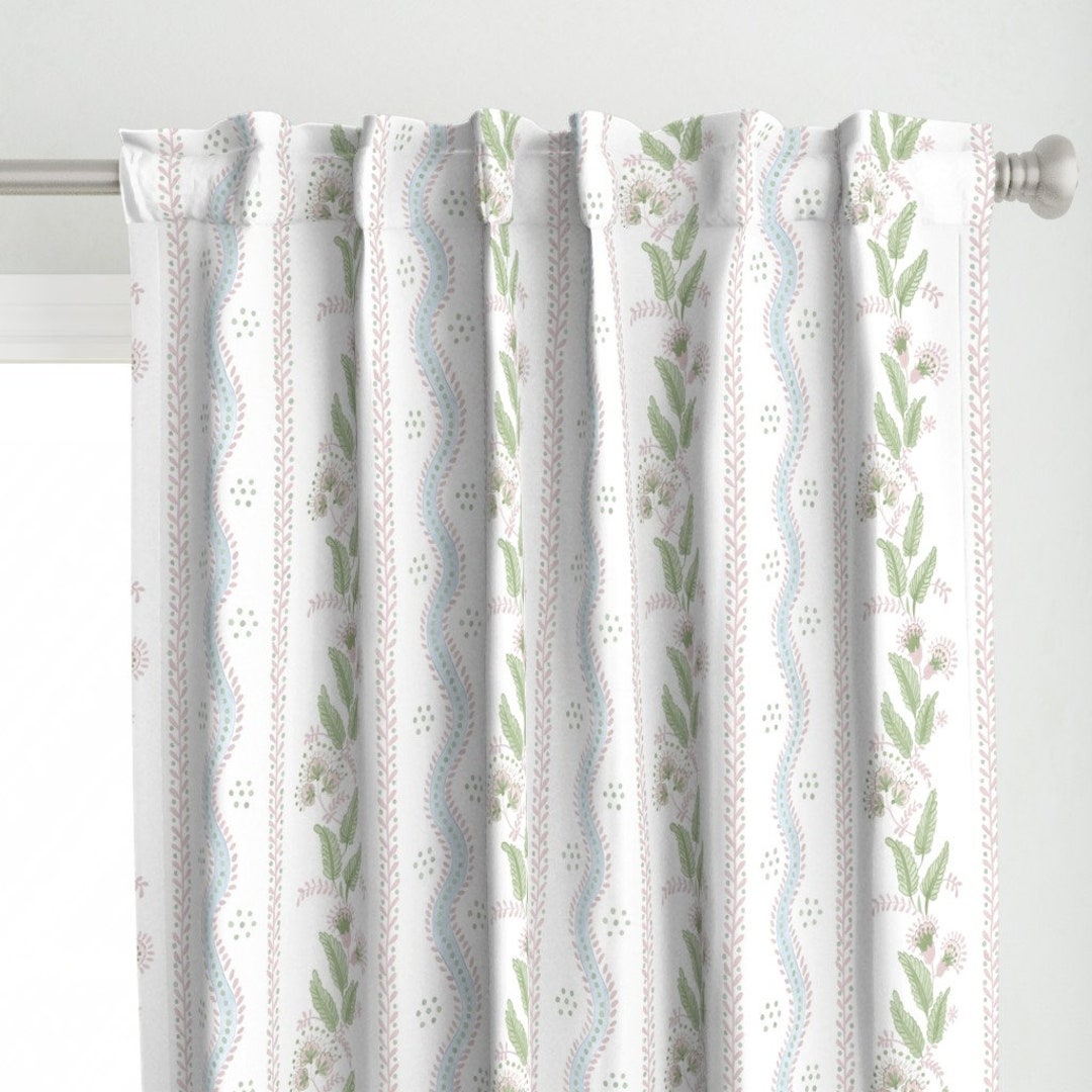 Floral Stripe Curtain Panel Emma Stripe Light by Danika_herrick ...