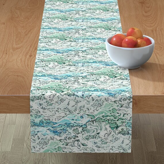 Abstract Ocean Waves Table Runner Ocean Waves by - Etsy
