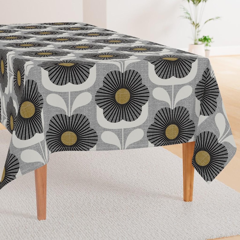 Mod Scandi Flowers Tablecloth - Mod Deco Blooms by Ottomanbrim - Large ...