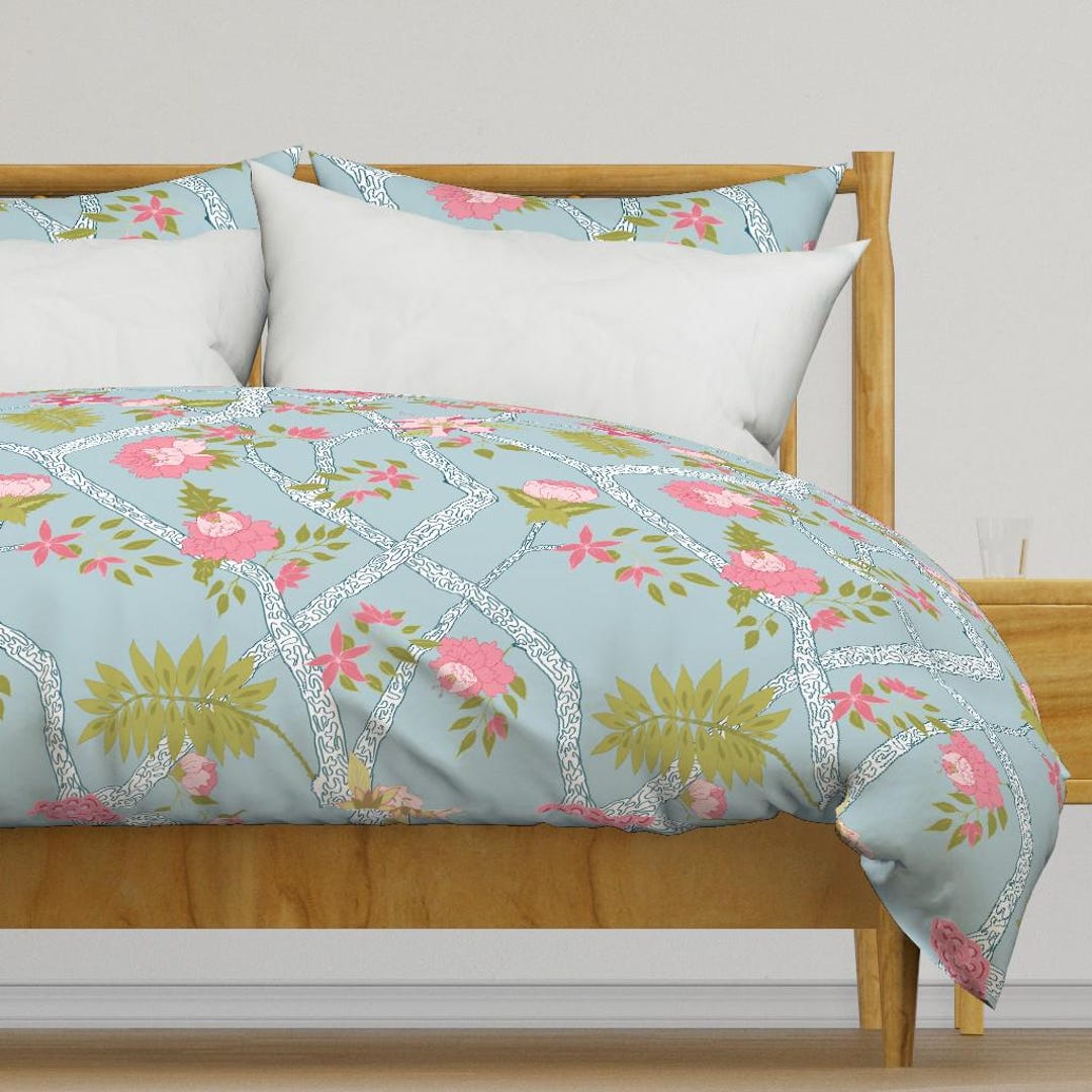 Blue Preppy Floral Bedding - Peony Branch Blue by Danika_herrick - Blue ...