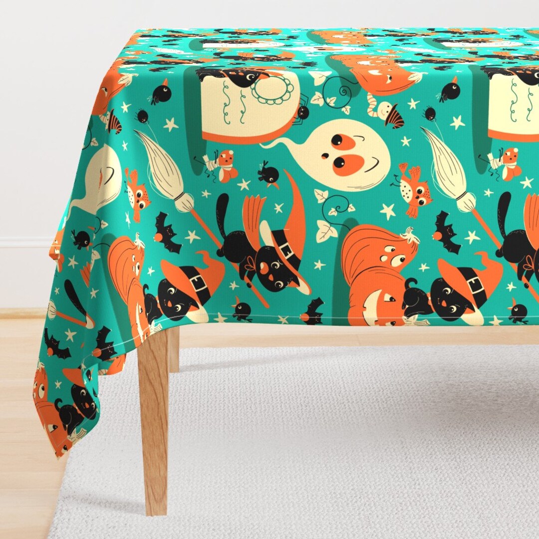 Spooky Tablecloth Halloween Kitty Witch by Angela_sbandelli Black Cat ...