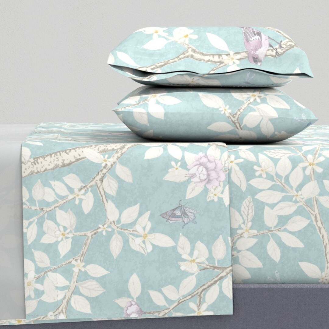 Peony Chinoiserie Sheets Elsie's Garden Blue by Danika_herrick Elegant ...