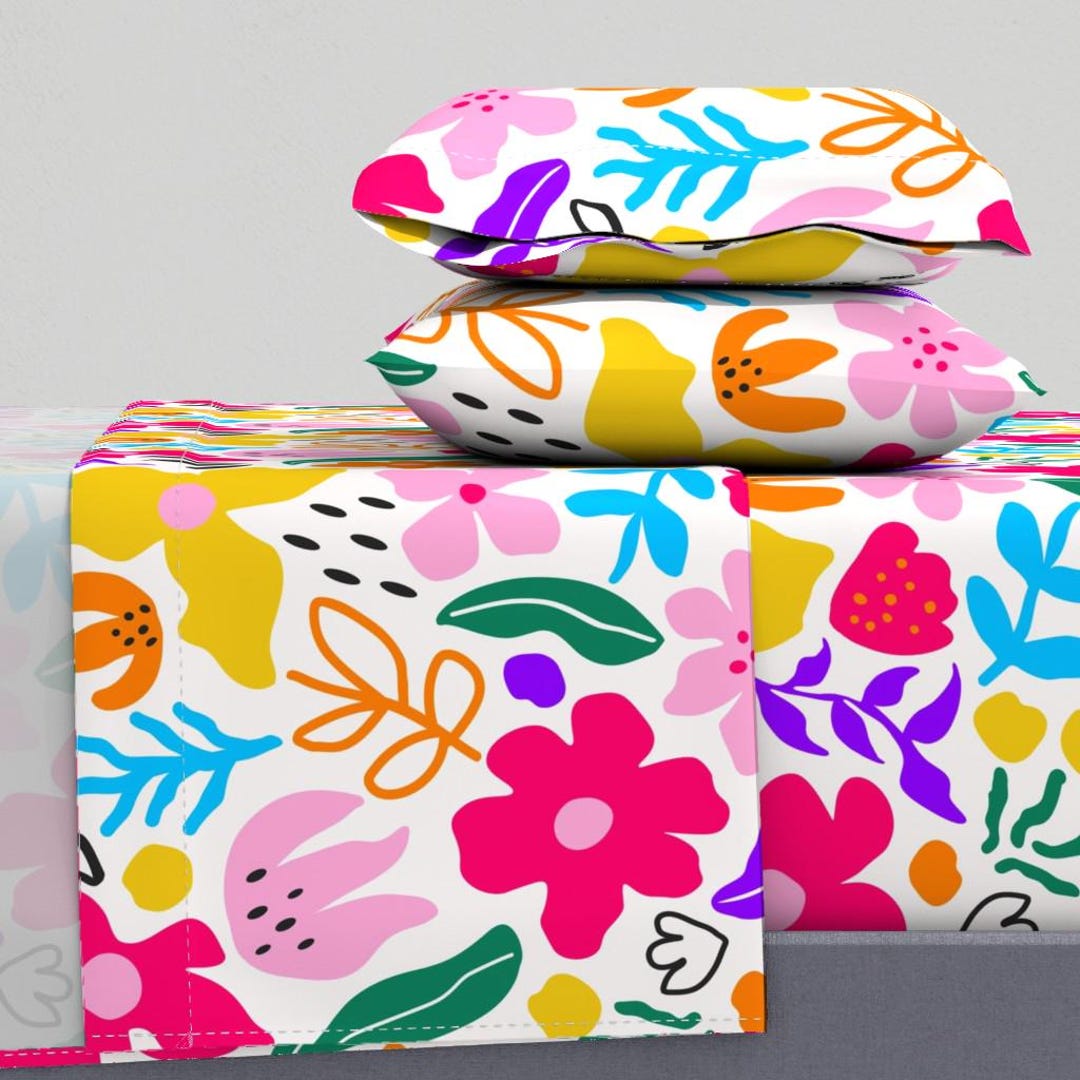 Happy Floral Sheets - Bright Floral Garden by Priraj_designs - Bright ...