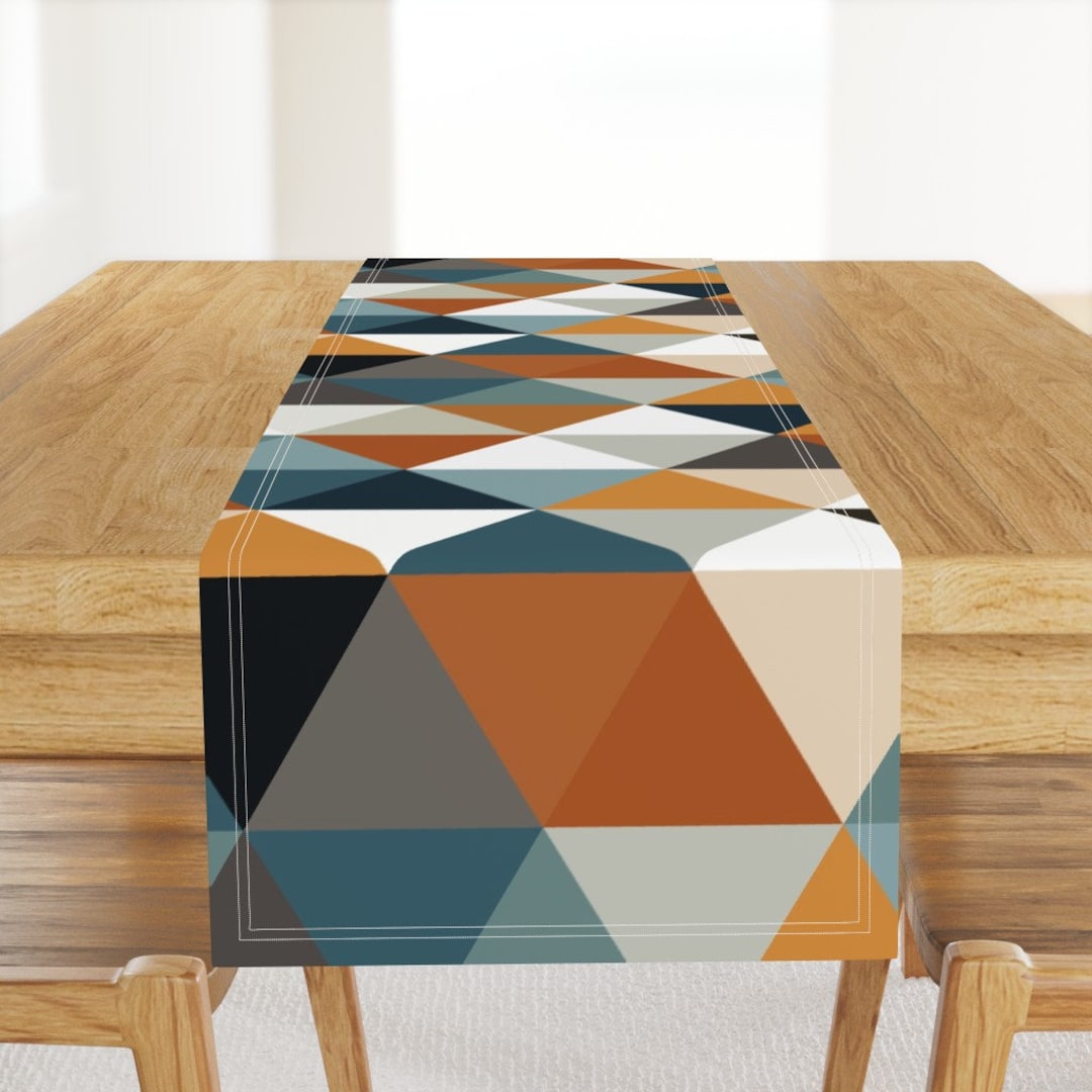 Teal and Rust Table Runner Concord by Ivieclothco Mid - Etsy