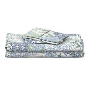 Botanical Meadow Sheets - Garden Bloom by Hufton_studio - Blue Flowers ...