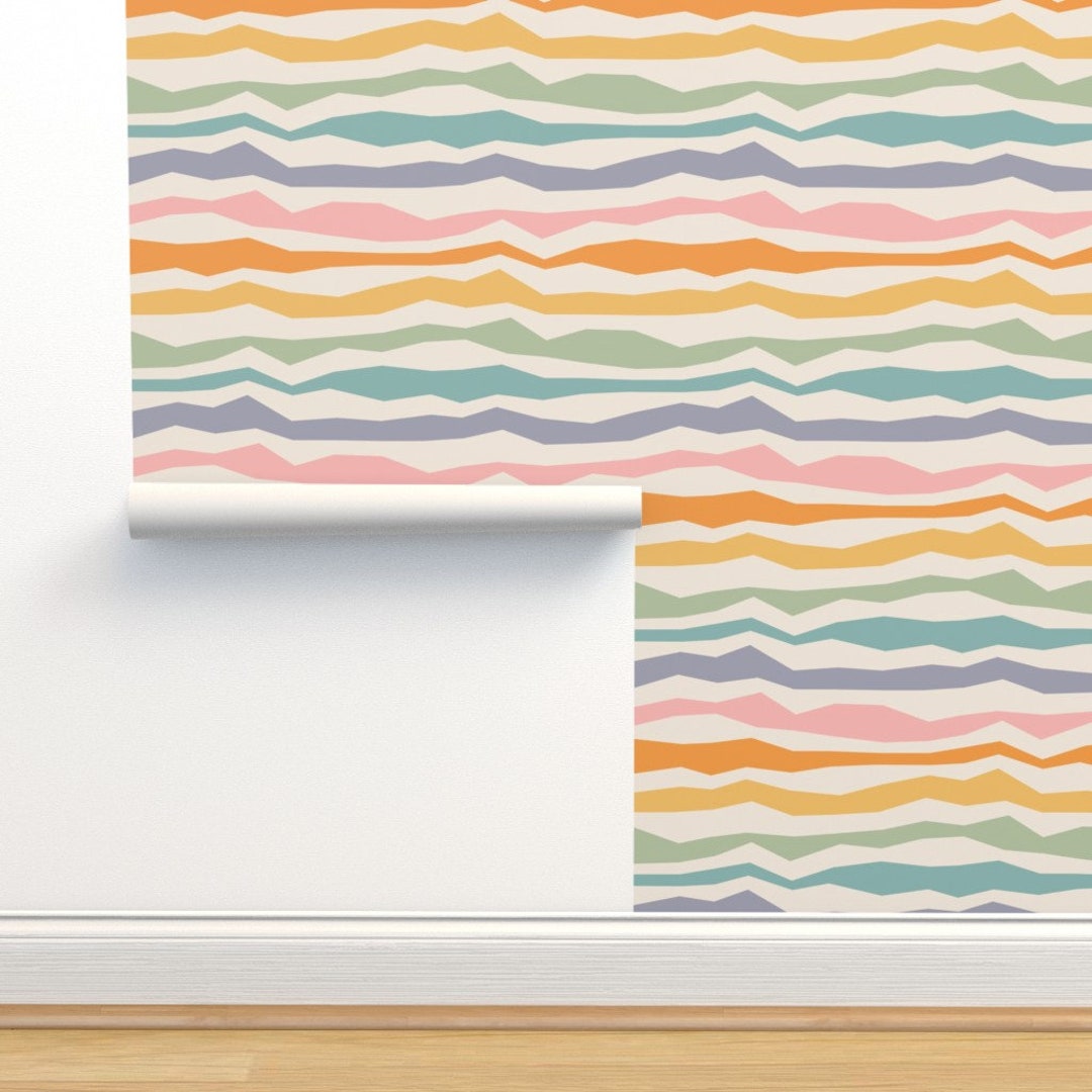 Rainbow Stripes Non-pasted Wallpaper - Wacky Rainbow Stripes by Heidi ...