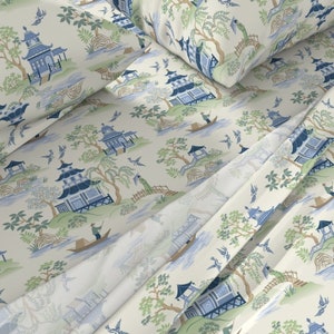Chinoiserie Sheets Chinoiserie by Barbarapixton Pagoda Asian Inspired ...