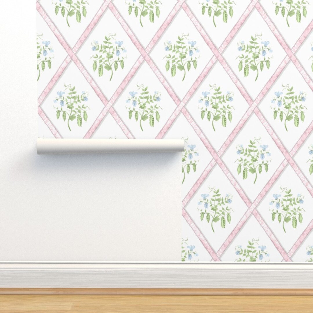 Pink Trellis Non-pasted Wallpaper - Eloise by Danika_herrick - Ribbons ...