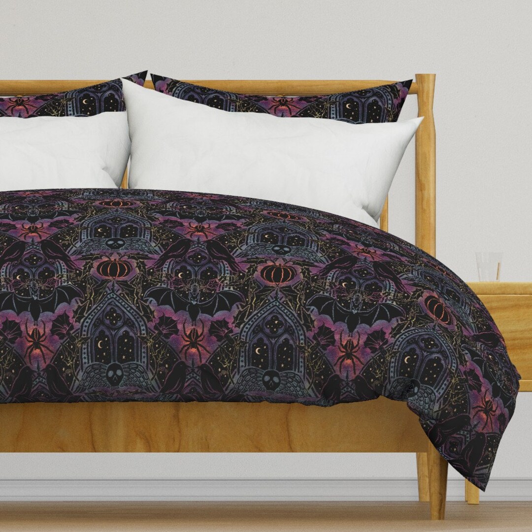 Raven Bedding Dark Gothic Large Scale by Byre_wilde Damask Spooky Bat ...