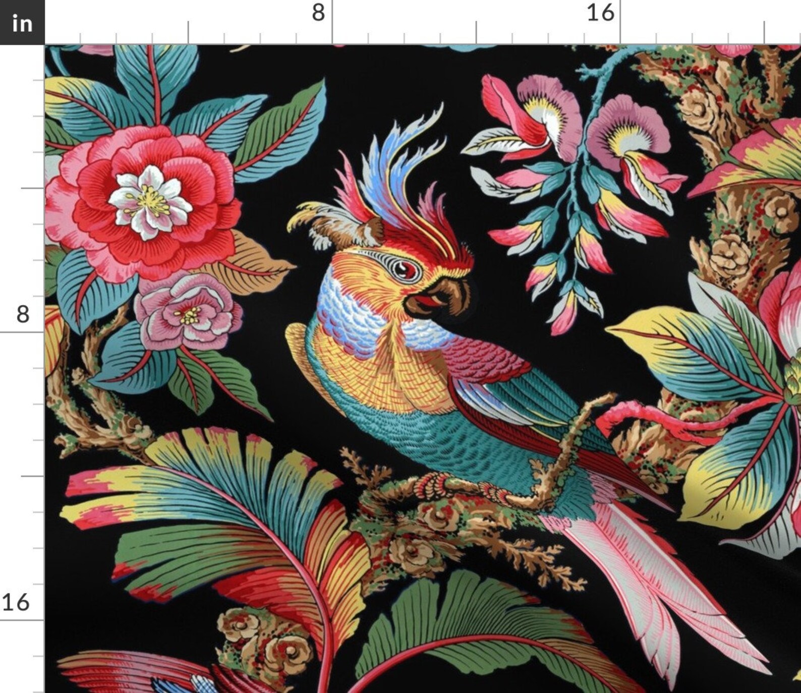 Parrot Curtain Panel Edwardian Parrot Bright Black by - Etsy