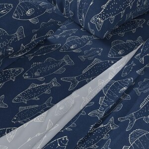Fish Sheets - Freshwater Fish by Arthousewife - Navy Lake Fishing Carp ...