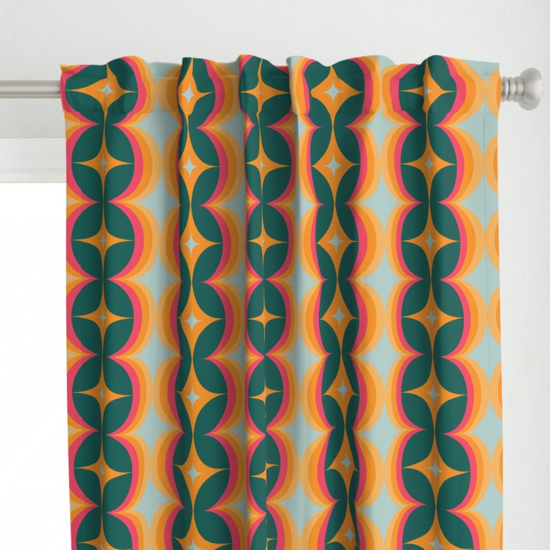 Vintage Stripe Curtain Panel 70's Retro by Annhurleydesign Retro 1970s ...