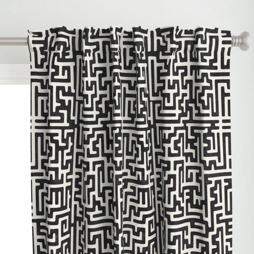 Geometric Maze Curtain Panel Maze by Littlearrowdecor Maze - Etsy