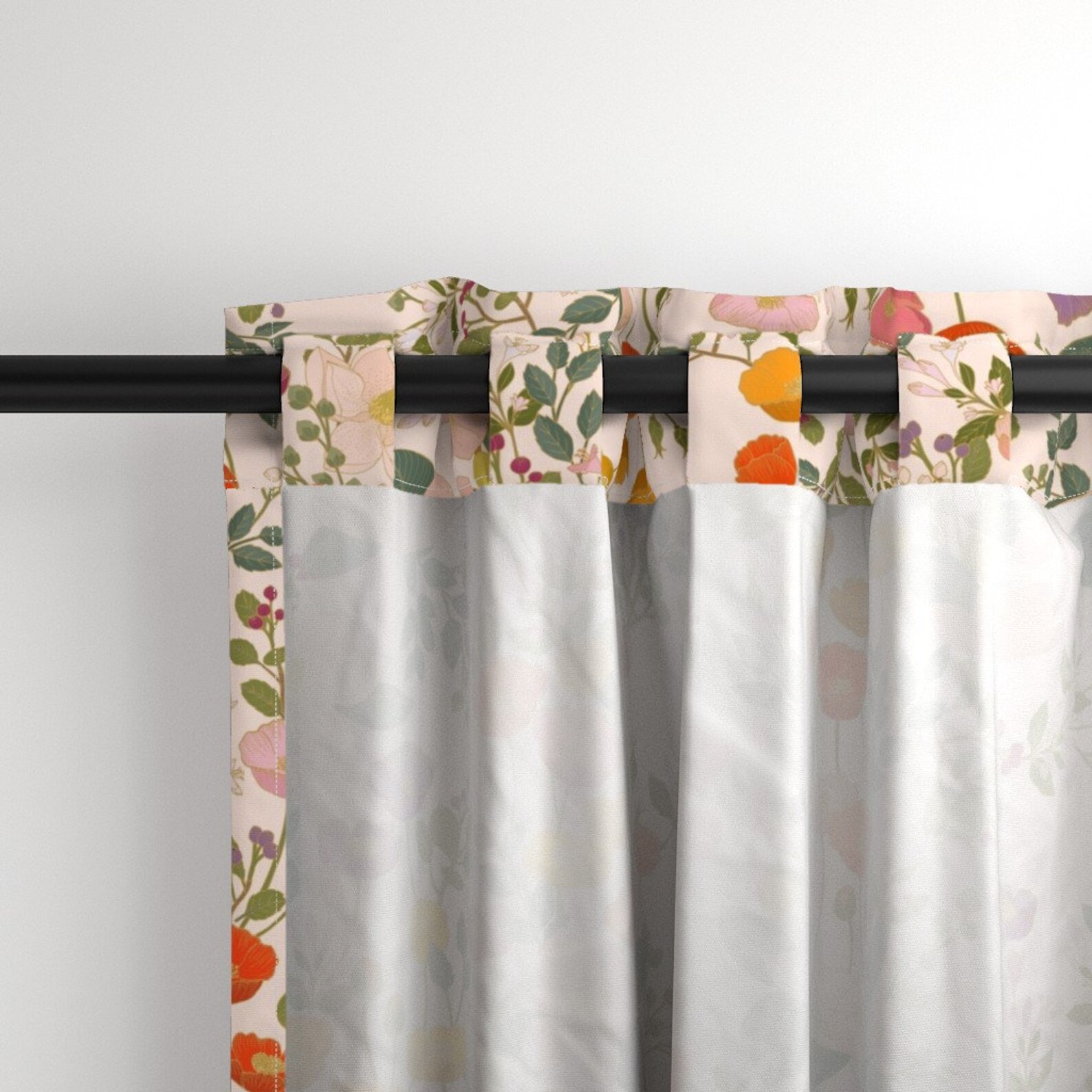 Colorful Poppy Curtain Panel - Romantic Floral Garden Poppies Botanical ...