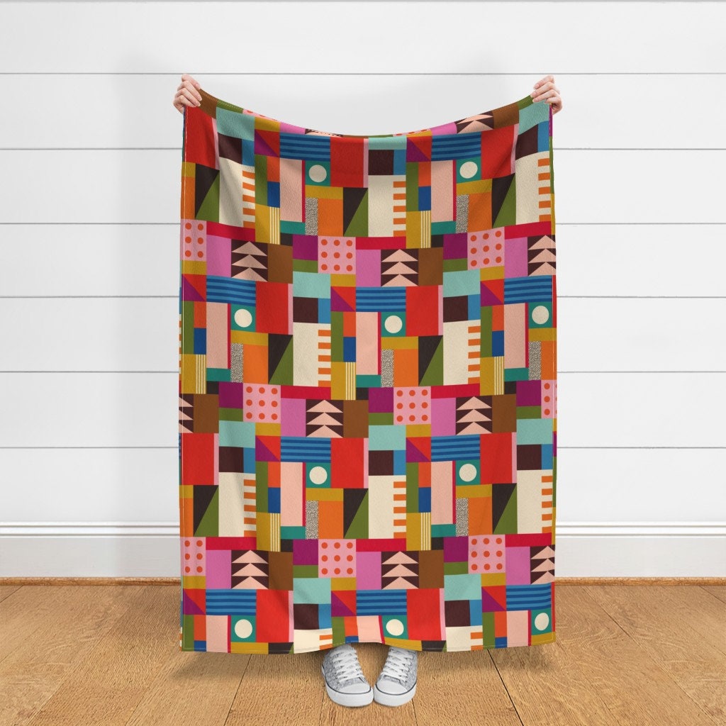 Abstract Color Block Throw Blanket - Complementary Colors Modern Art ...