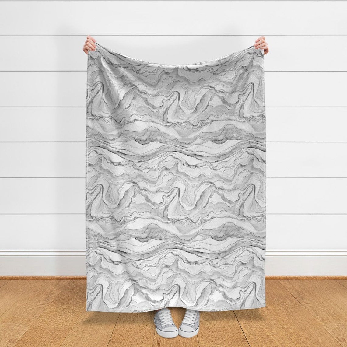 Marble Throw Blanket Grey Watercolor Marbled Stone by - Etsy