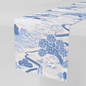 Blues Table Runner Mythical Creatures Toile by Gartmanstudio - Etsy