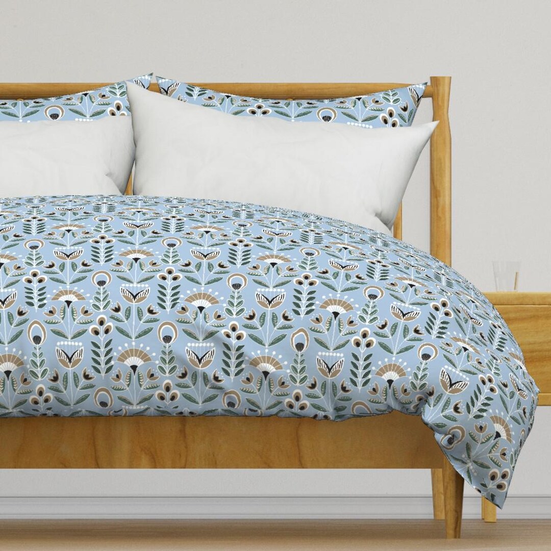 Folk Floral Damask Bedding - Scandi Floral by Kirstudio - Folk Art ...