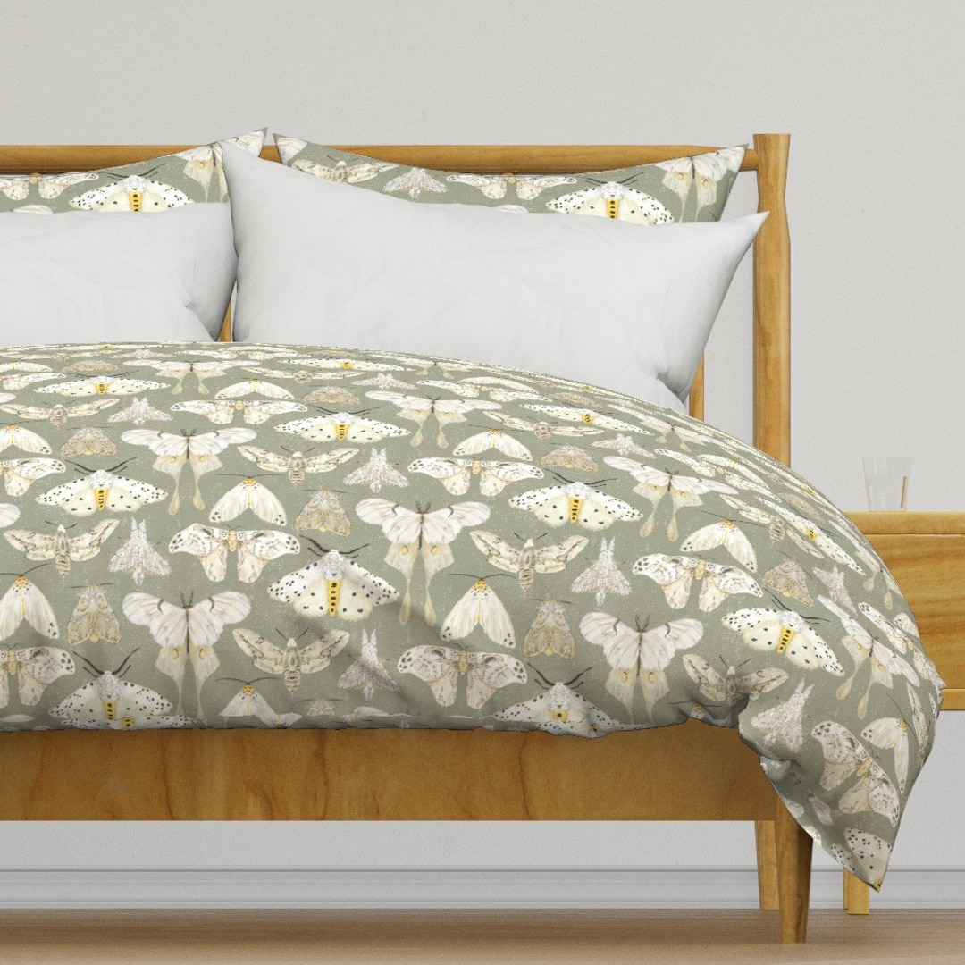 Soft Pastel Moths Bedding Moth Sage by Red_raspberry_design - Etsy