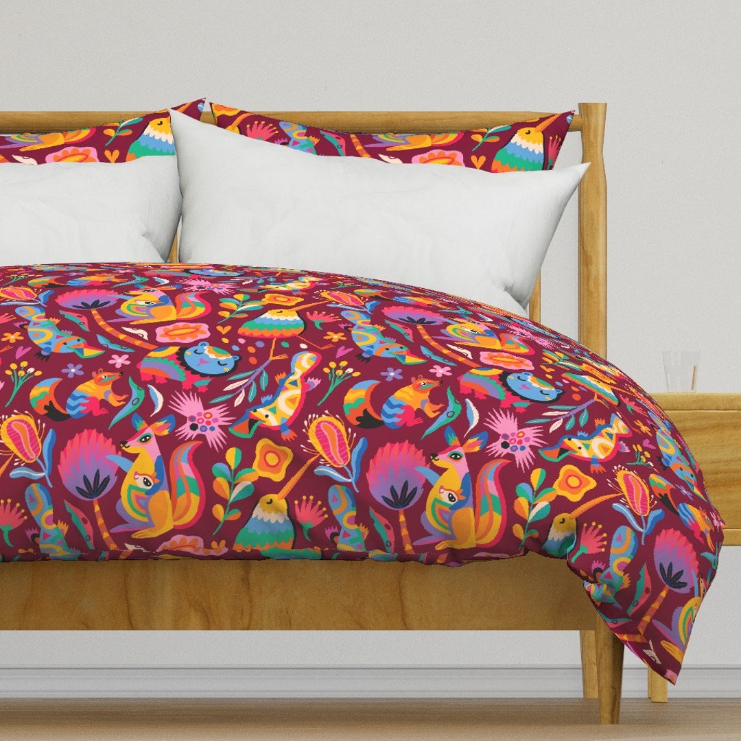Australian Animals Bedding Flora and Fauna by Penguinhouse Colorful Red ...