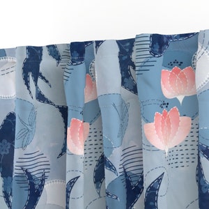 Koi Fish Curtain Panel Patchwork Koi Pond by Adenaj Pink Blue Nature ...