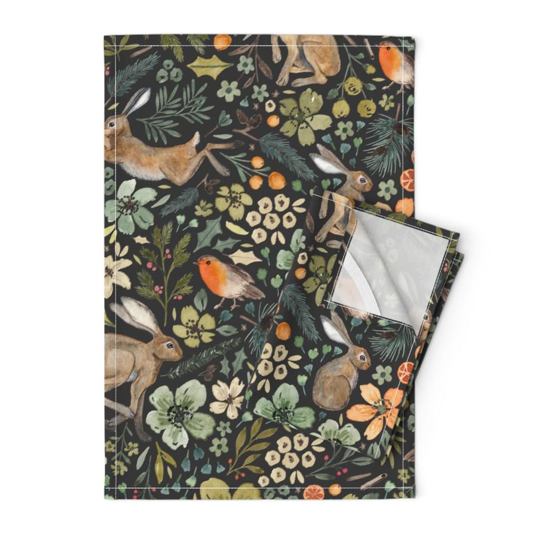 Watercolor Tea Towels Set of 2 - Cottagecore Autumn Winter Hand Drawn ...