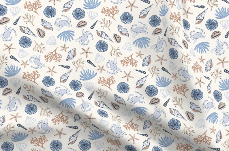 Coastal Seashell Sheets - Rock Pool by Hufton_studio - Soft Blue Cream ...