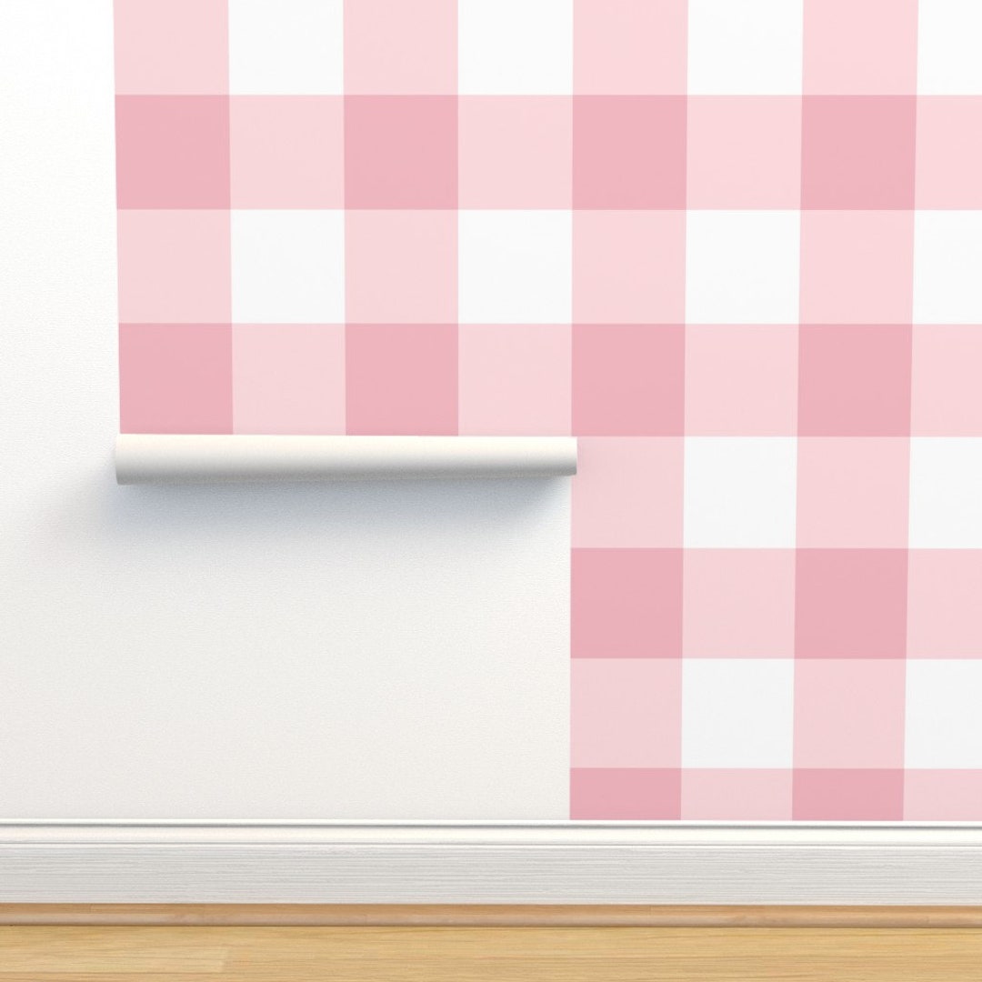 Pink Commercial Grade Wallpaper Pretty Pink Gingham by Unasomerville ...