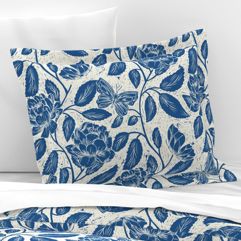 Blue Block Print Bedding - Peony Butterfly Floral by Nakiza_designs ...