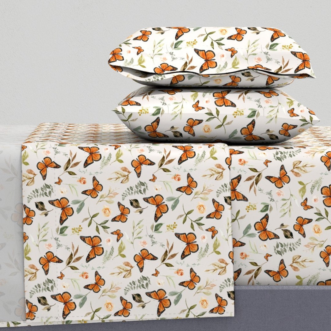 Butterfly Botanical Sheets Monarch Butterflies by - Etsy