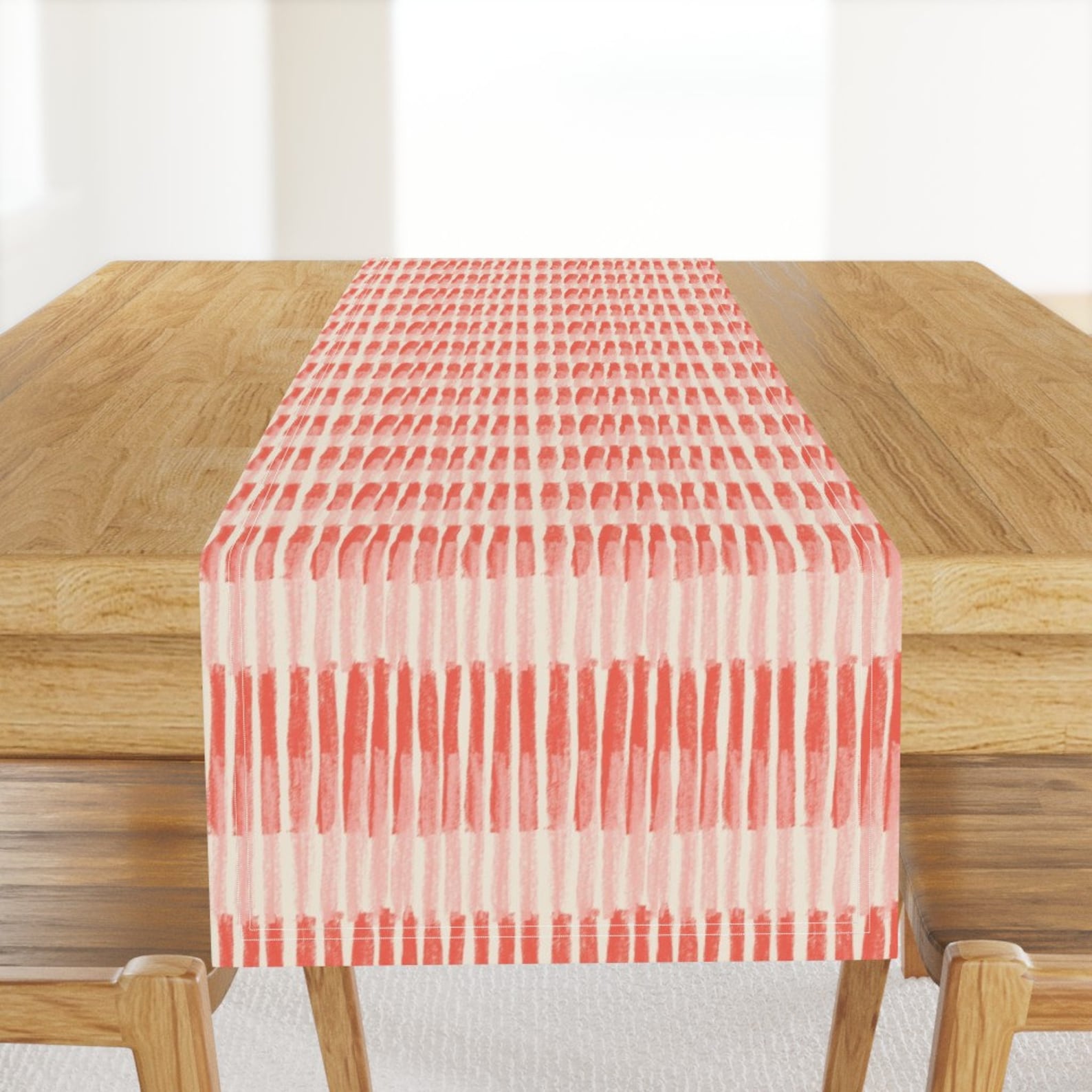 Coral Stripes Table Runner - Painterly Blush Blush and Coral Modern ...