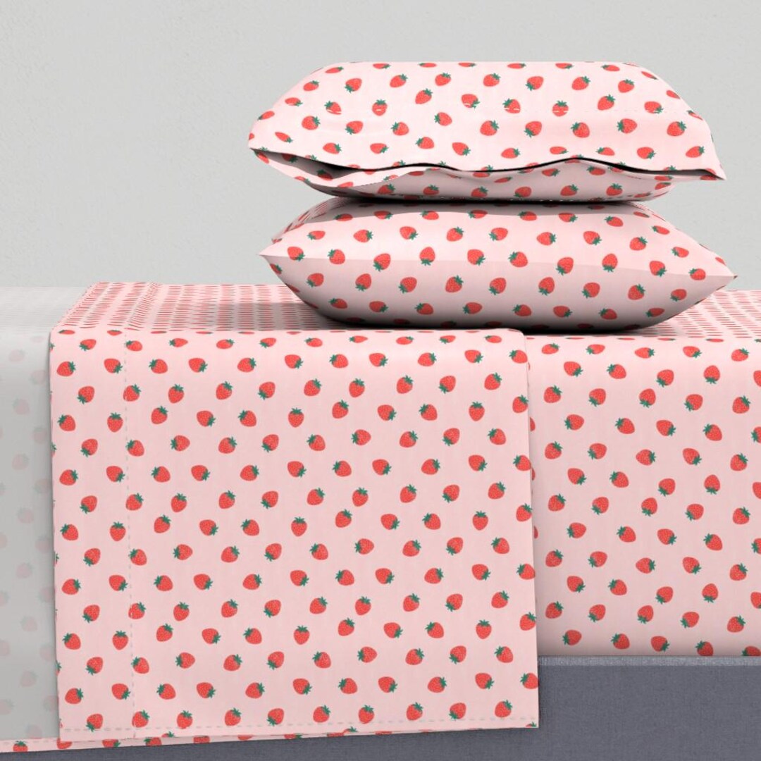 Little Strawberry Sheets - Strawberries Pink by Kimsa - Pink Summer ...