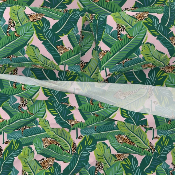 Jungle Sheets Cheetah & Tropical Leaves on Pink by Shopcabin | Etsy
