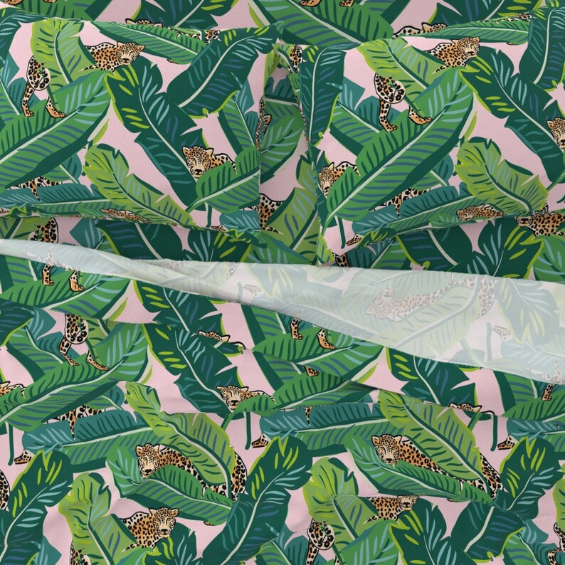 Jungle Sheets Cheetah & Tropical Leaves on Pink by Shopcabin | Etsy