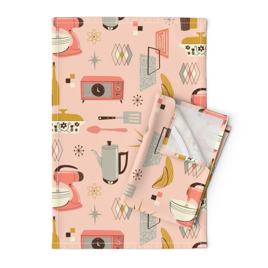 Mid Century Kitchen Tea Towels Set of 2 - Retro Kitchen 1950s Kitchen ...