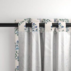Periwinkle Curtain Panel Handblock Medallion by - Etsy