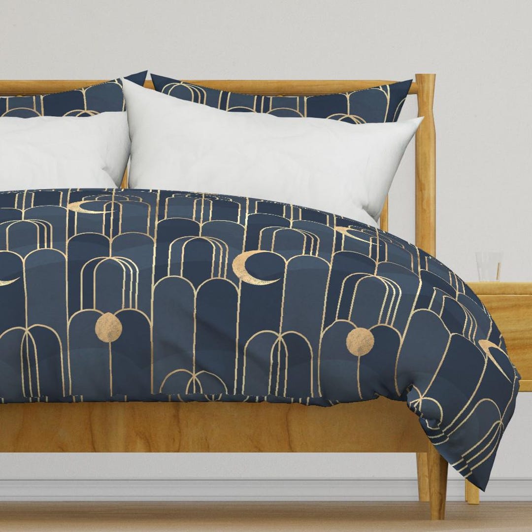 Celestial Art Deco Bedding - Art Deco Moon by Michele_norris - Moon ...
