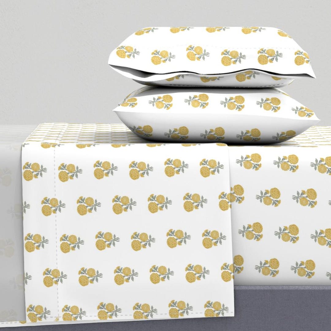 Block Print Yellow Sheets - Marigold by Andrea_lauren - Indian Block ...