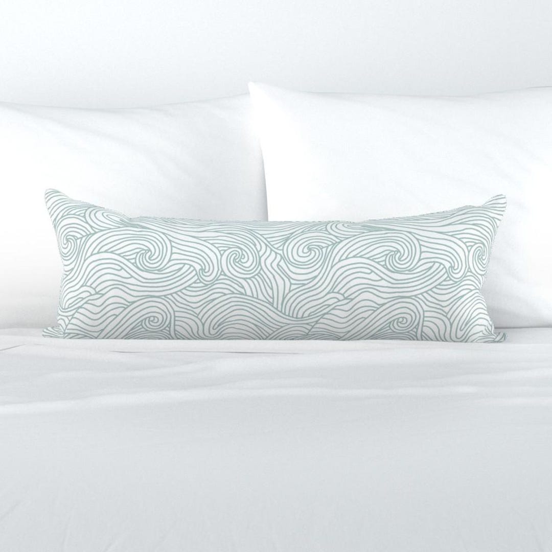 Abstract Blue Ocean XL Lumbar Pillow - Coastal Chic Beach Waves Swirl ...