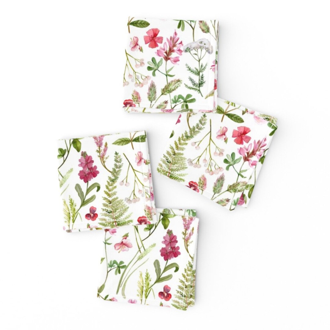 Botanical Cocktail Napkins set of 4 Midsummer Botanical Garden by Utart ...