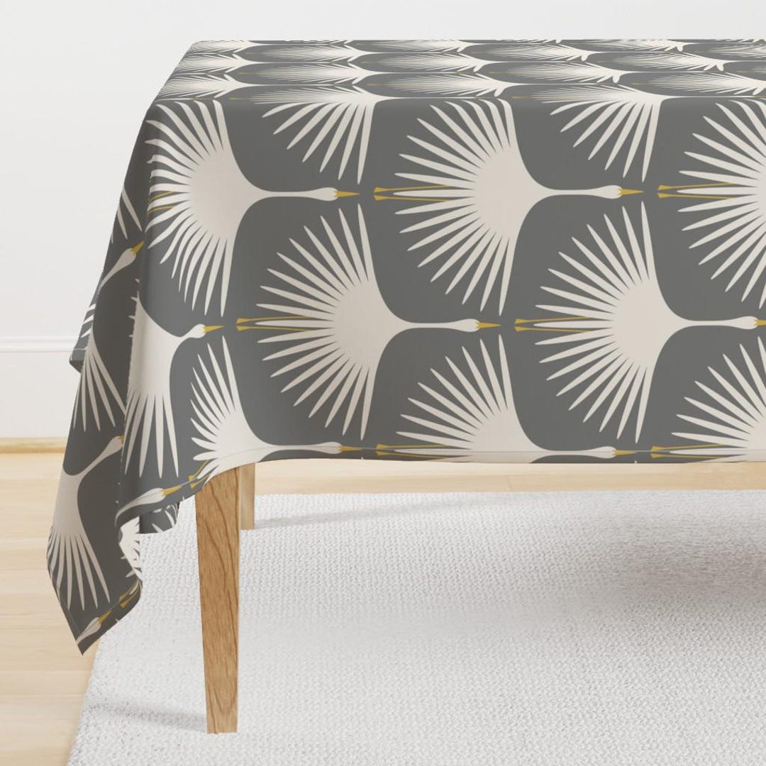 Art Deco Bird Tablecloth - Art Deco Swans by Katerhees - Cream Gray ...