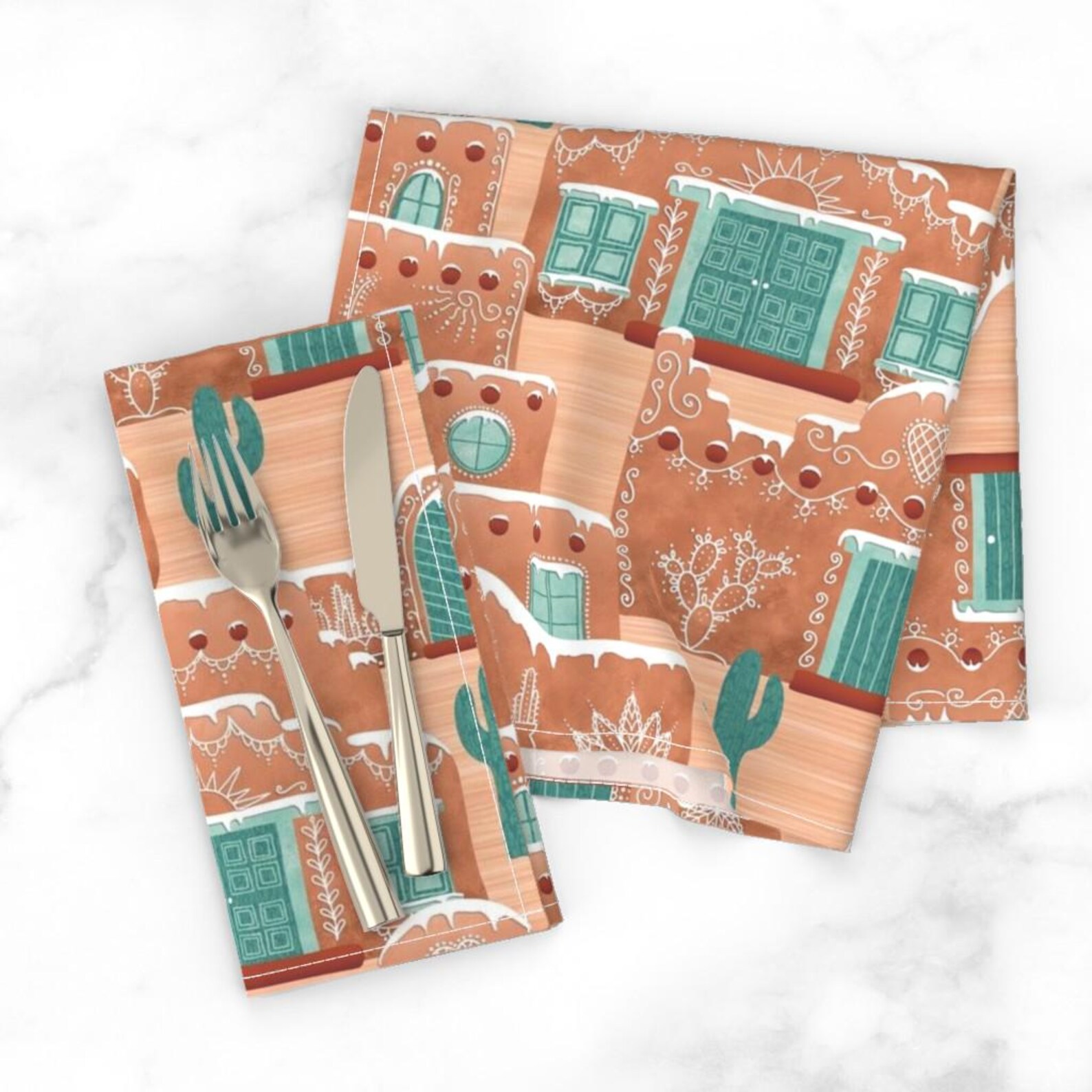 Gingerbread Houses Dinner Napkins Set of 2 - Cactus Southwest Desert ...