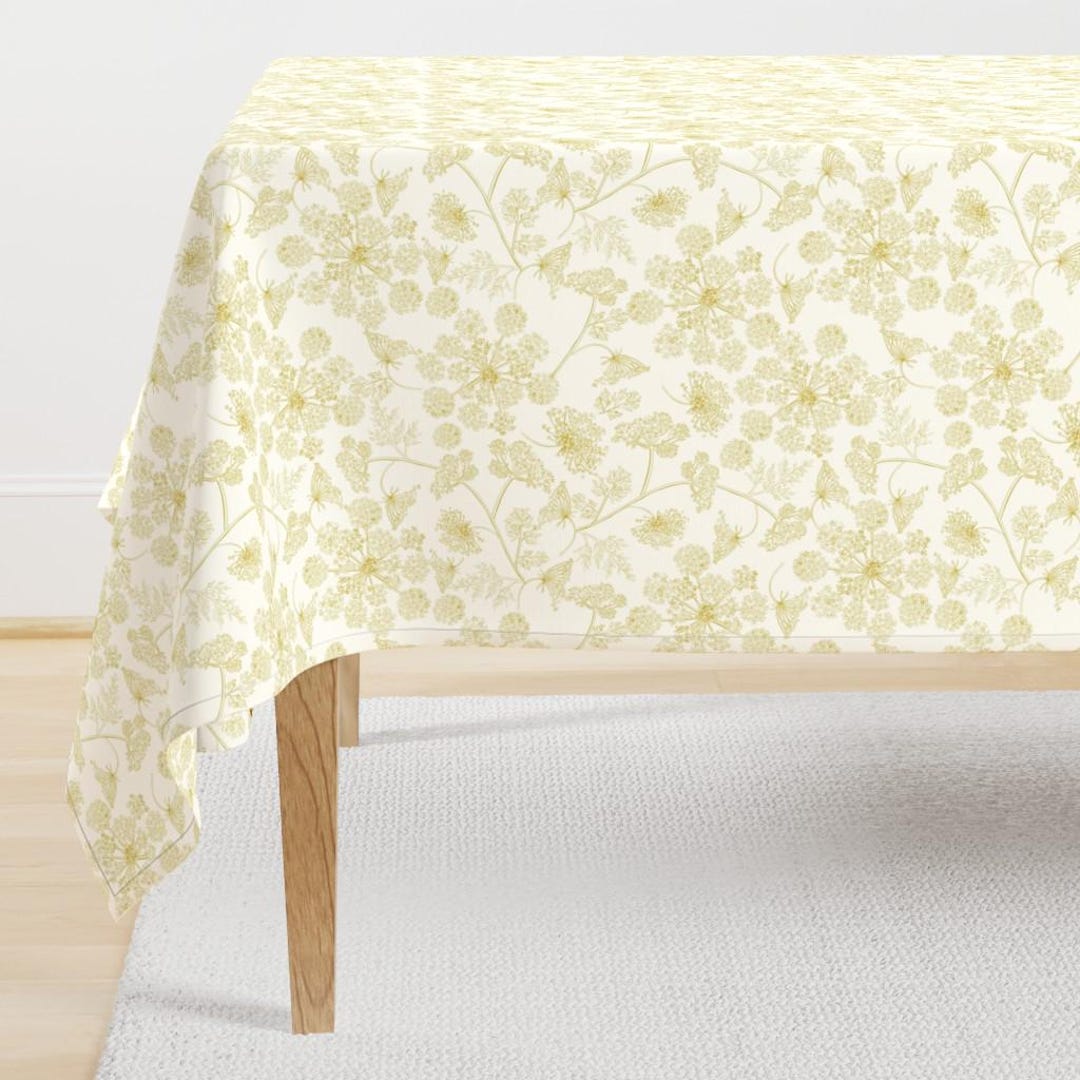 Chartreuse Floral Tablecloth - Queen Anne's Lace by Paisleyanddot_llc ...