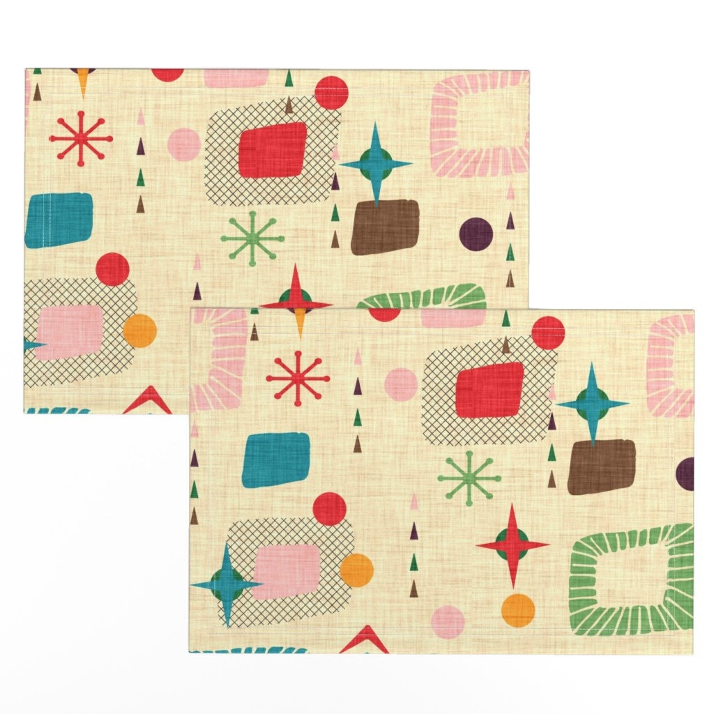 Retro Mod Placemats set of 2 1950s Atomic Pattern by | Etsy