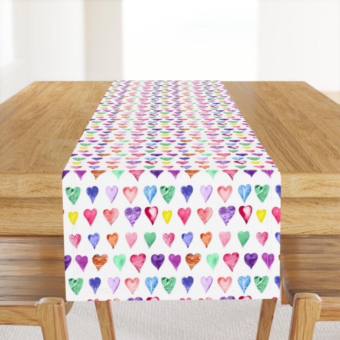 Rainbow Hearts Table Runner Watercolor Hearts by Olgakoelsch Boho Kids ...