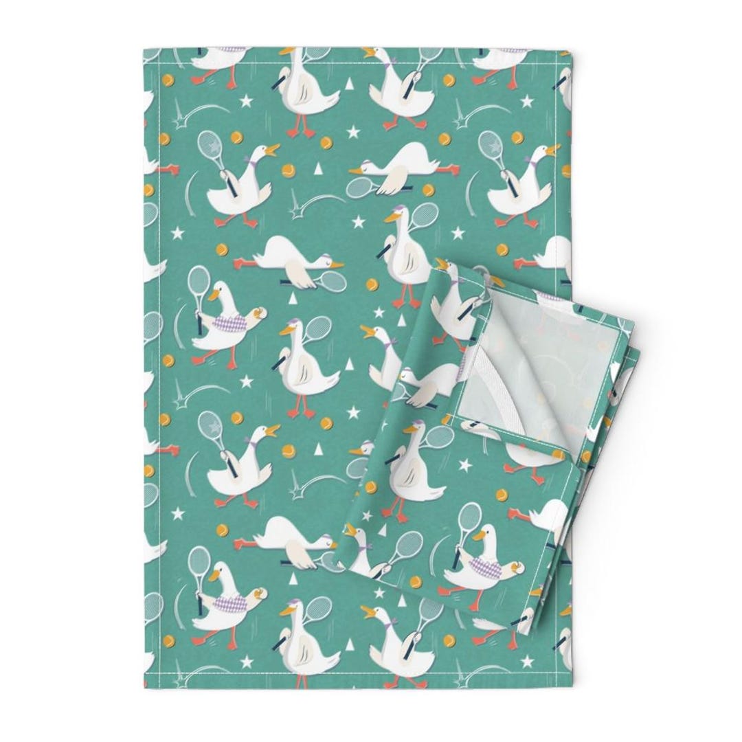 Cute Tennis Ducks Tea Towels Set of 2 - Sporty Animals Whimsical Funny ...