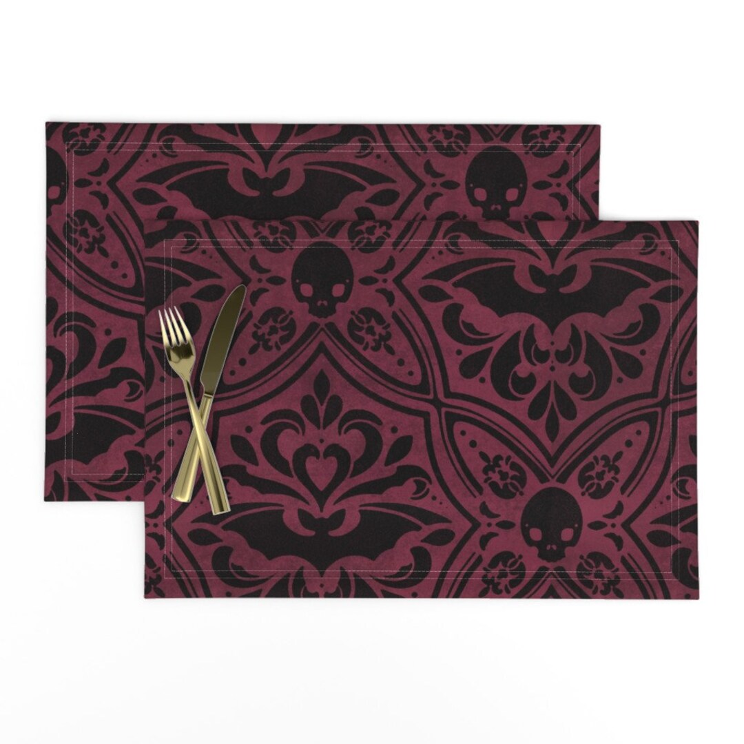 Gothic Victorian Placemats set of 2 Mephistophelean Damask - Etsy